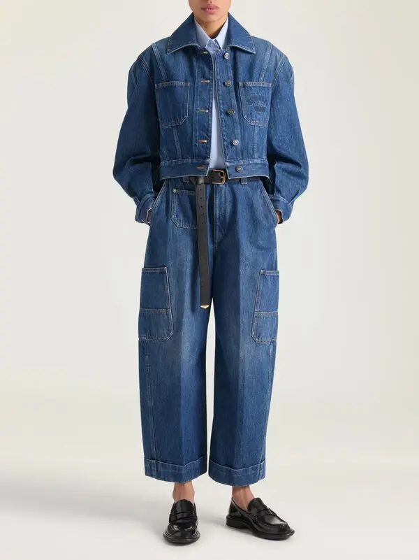 Givenchy Cropped Denim Jacket With Embroidered Patch - Medium Blue