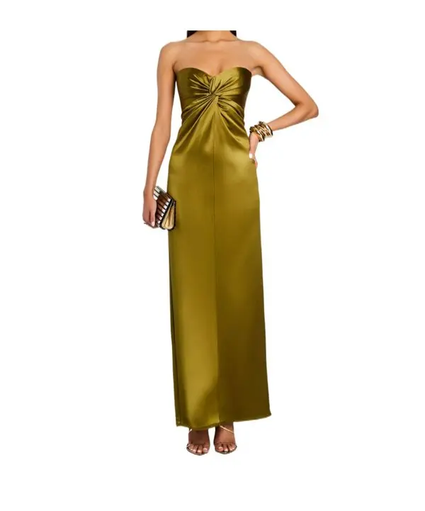 Retrofete Olivine Strapless Maxi Dress - Olive Green