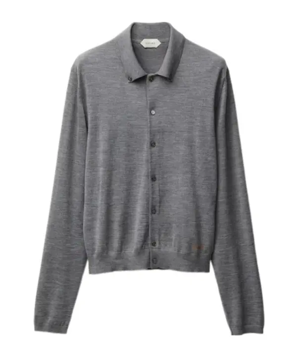 Versace Logo Embroidered Cardigan - Grey