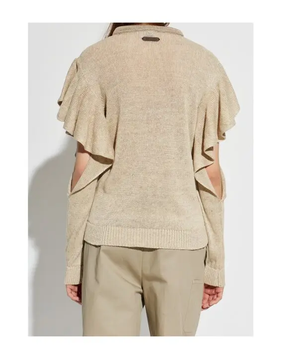 Moschino Ruffled Sleeve Knitted Sweater - Nude