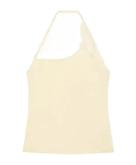 COURREGES Courrèges Asymmetrical Lace Trimmed Tank Top - Limoncello
