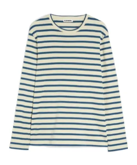 JIL SANDER Striped Crew-neck T-shirt - Cornsilk