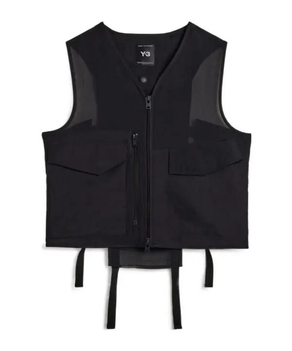 Y3 Sleeveless Pocket Vest With Zip-up Closure - Black