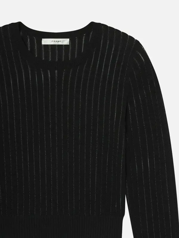 FRAME Sheer Ribbed Knitted Sweater