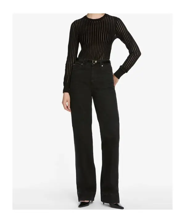 FRAME Sheer Ribbed Knitted Sweater