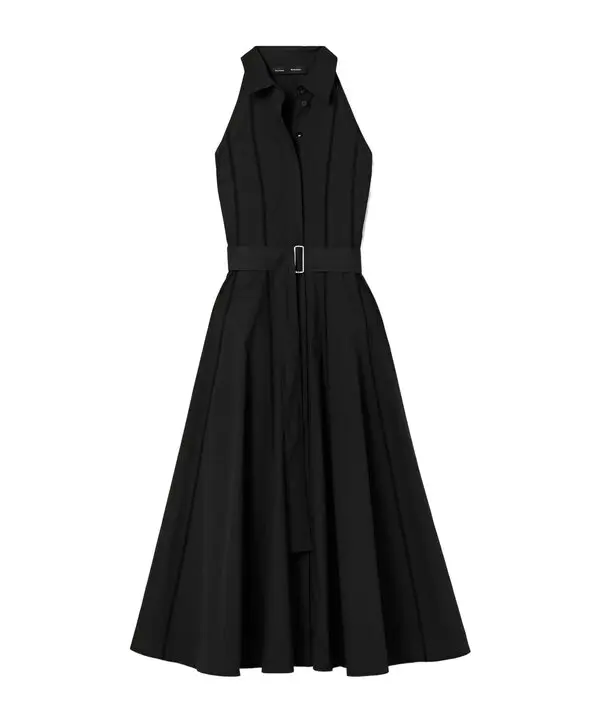 Proenza Schouler Cotton-blend Poplin Shirt Dress With Crochet Trim - Black