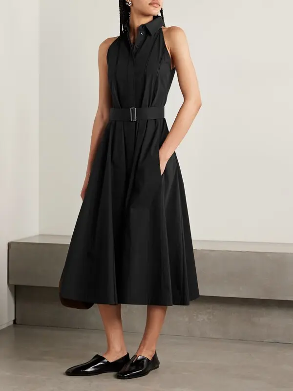 Proenza Schouler Cotton-blend Poplin Shirt Dress With Crochet Trim - Black