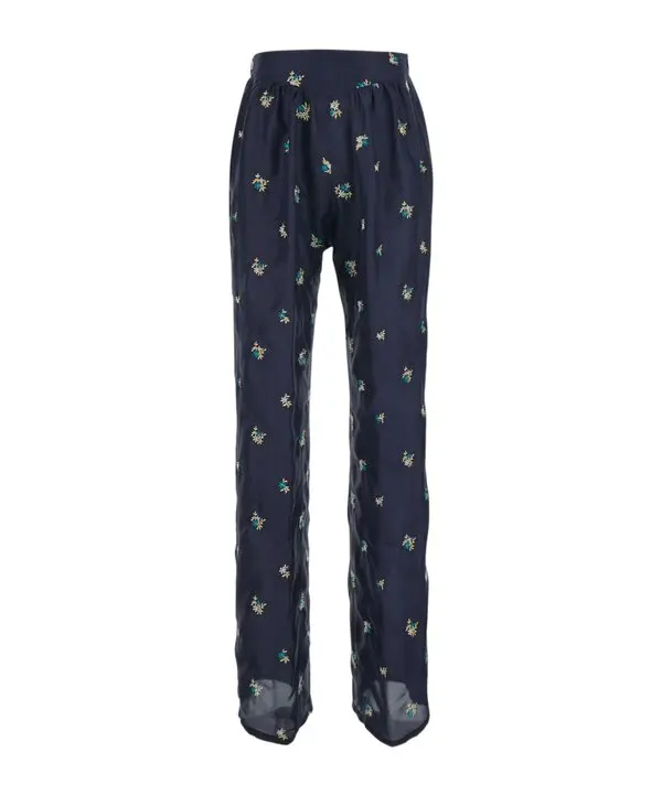 FORTE_FORTE Floral-embroidered Casual Pants - Black
