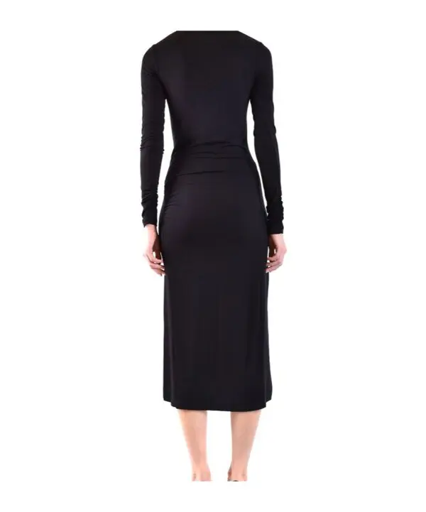 DONDUP Long Sleeve Dress With Neckline Ring And Ruching