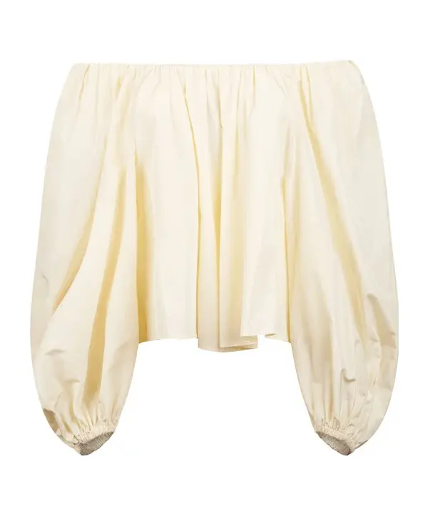 FORTE_FORTE Off-the-shoulder Pleated Blouse