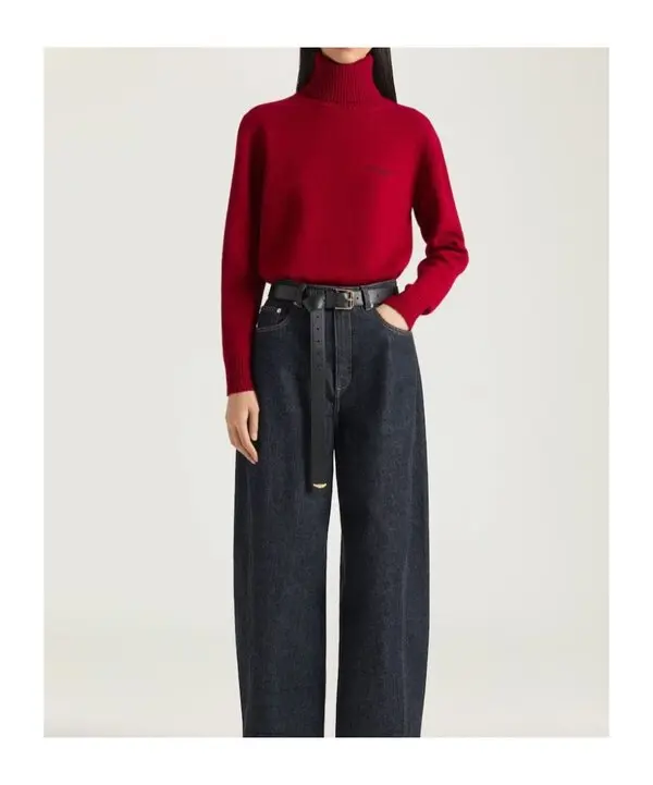 Givenchy Paris Signature Embroidered Turtleneck Sweater - Red