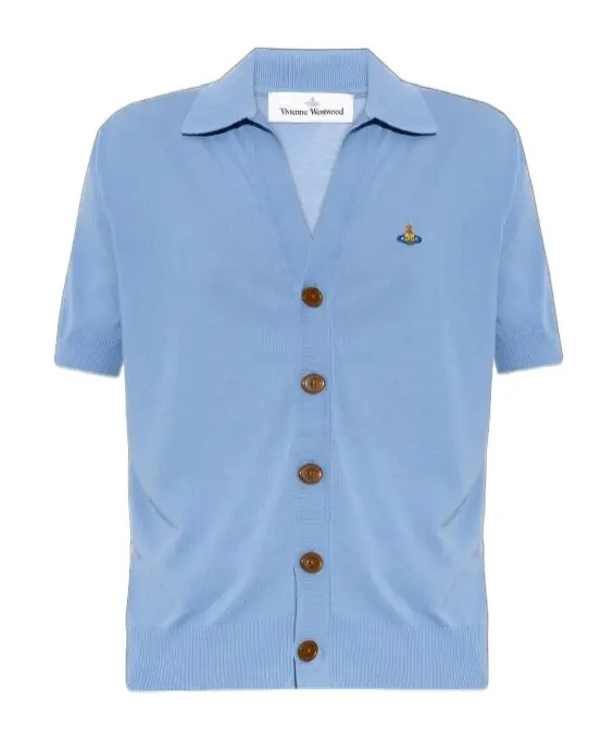 VIVIENNE WESTWOOD Buttoned Short-sleeve Knitted Sweater - Blue