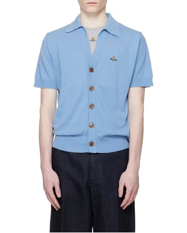 VIVIENNE WESTWOOD Buttoned Short-sleeve Knitted Sweater - Blue