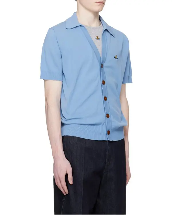 VIVIENNE WESTWOOD Buttoned Short-sleeve Knitted Sweater - Blue