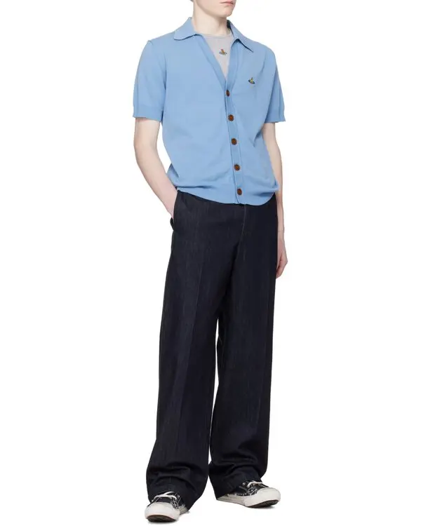 VIVIENNE WESTWOOD Buttoned Short-sleeve Knitted Sweater - Blue