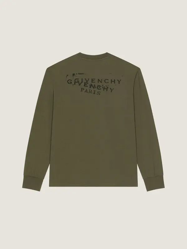 Givenchy Stamp Printed Long-sleeved T-shirt - Khaki