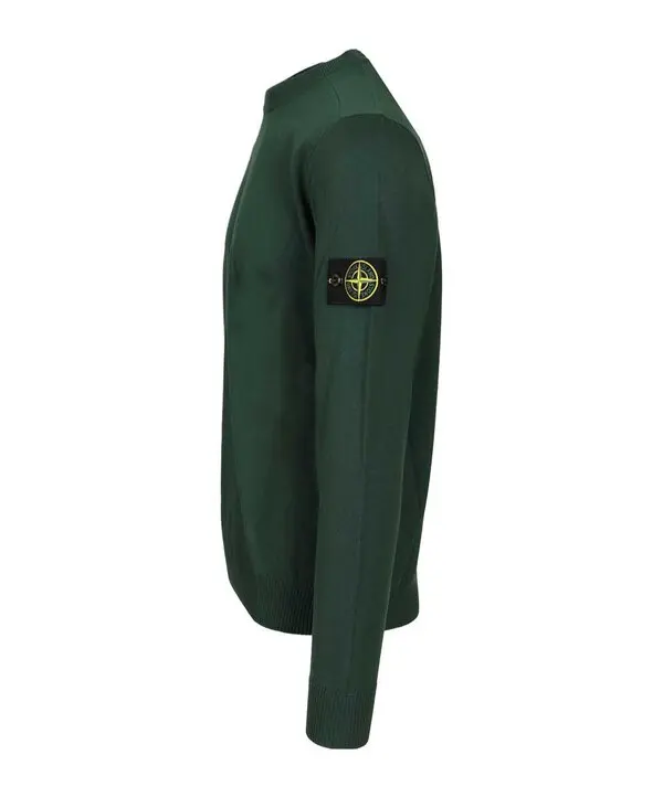 Stone Island Logo Patch Crewneck Jumper - Green