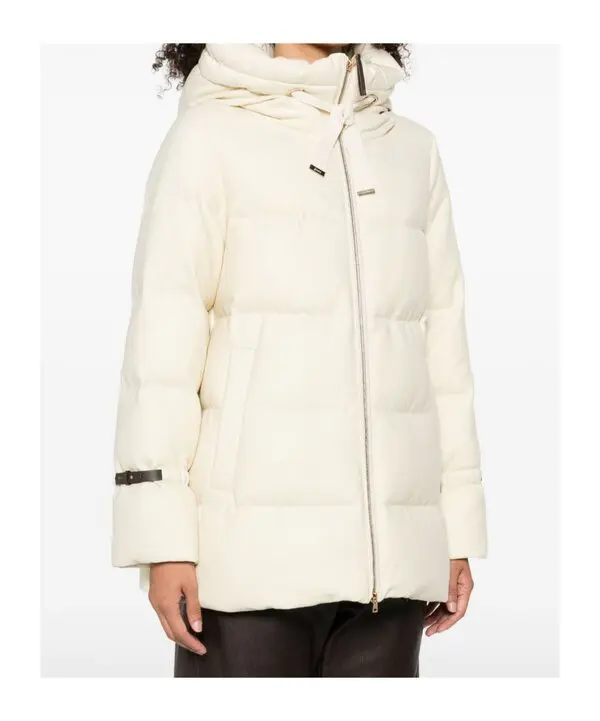 Herno Hooded Zipped Quilted Jacket - White