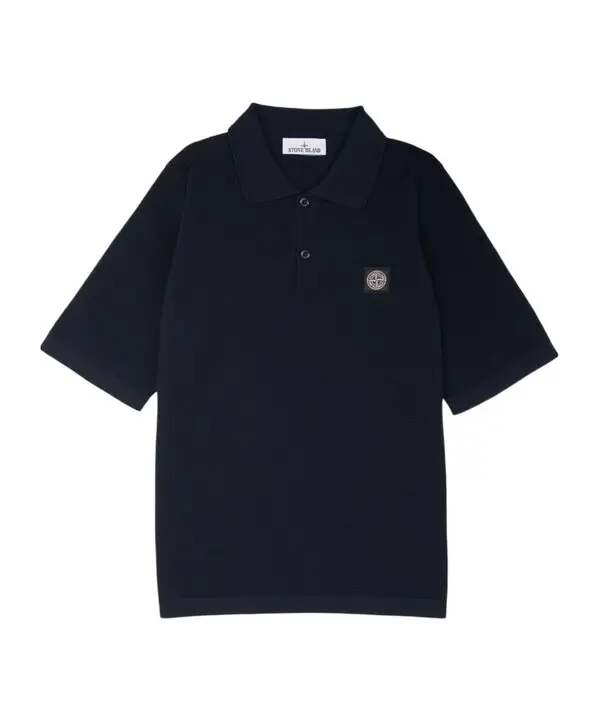 Stone Island Logo Patch Short-sleeve Polo Shirt - Navy