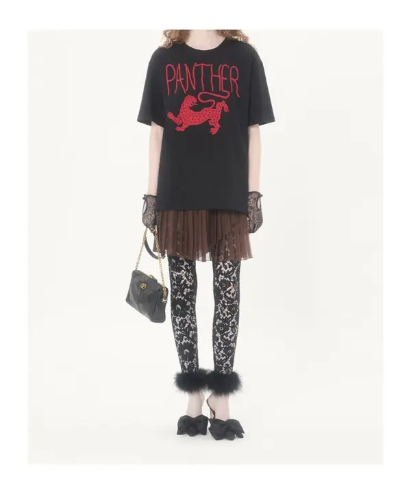 Valentino Garavani Lace Leggings With Feather Embellishments