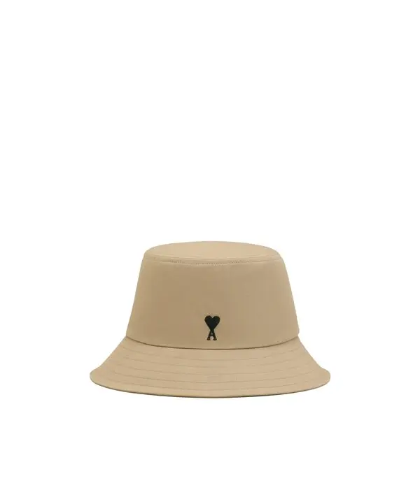 Ami Logo Embroidered Bucket Hat - Taupe