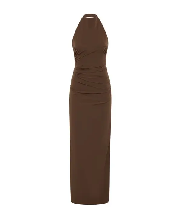 SIR. Halterneck Ruched Maxi Dress