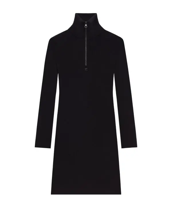 COURREGES Courrèges Zipped Mockneck Dress - Black