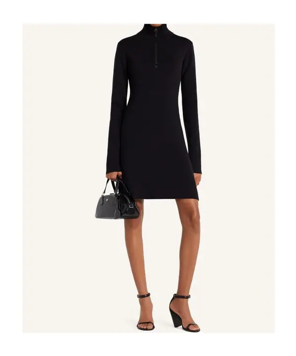 COURREGES Courrèges Zipped Mockneck Dress - Black