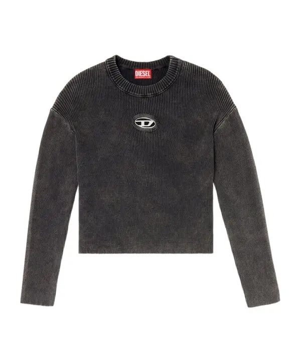 DIESEL® M-anchorex Logo Detail Sweater - Dark Gray