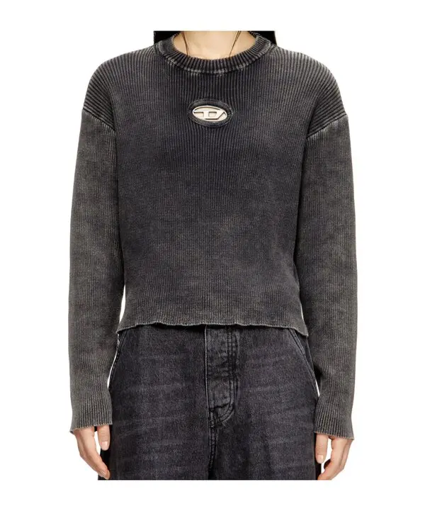 DIESEL® M-anchorex Logo Detail Sweater - Dark Gray