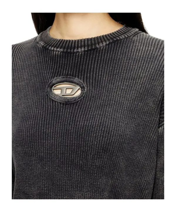 DIESEL® M-anchorex Logo Detail Sweater - Dark Gray