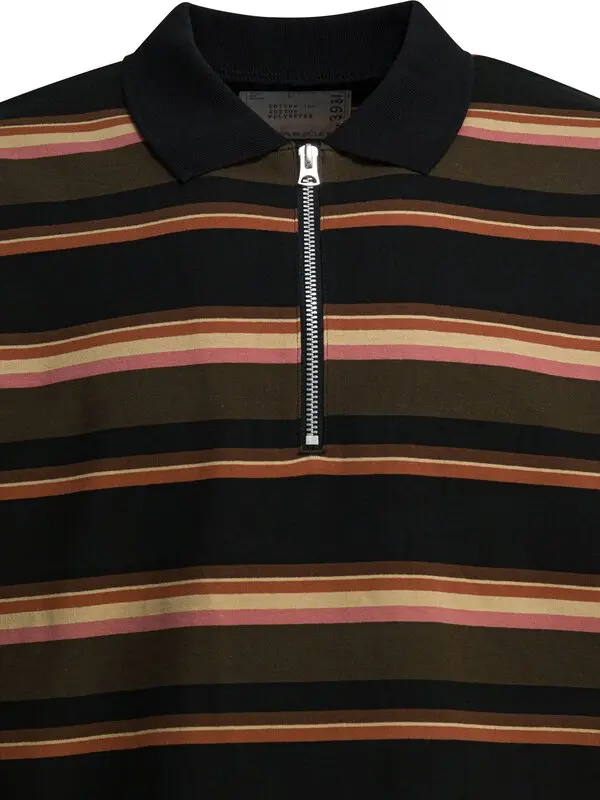 Sacai Stripe Half-zip Polo Shirt