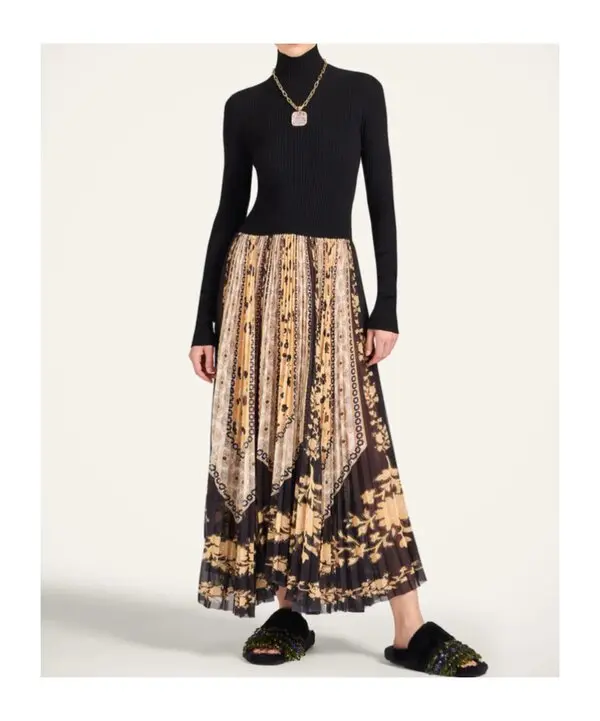 La DoubleJ Moondance Pleated Knit Maxi Dress - Black