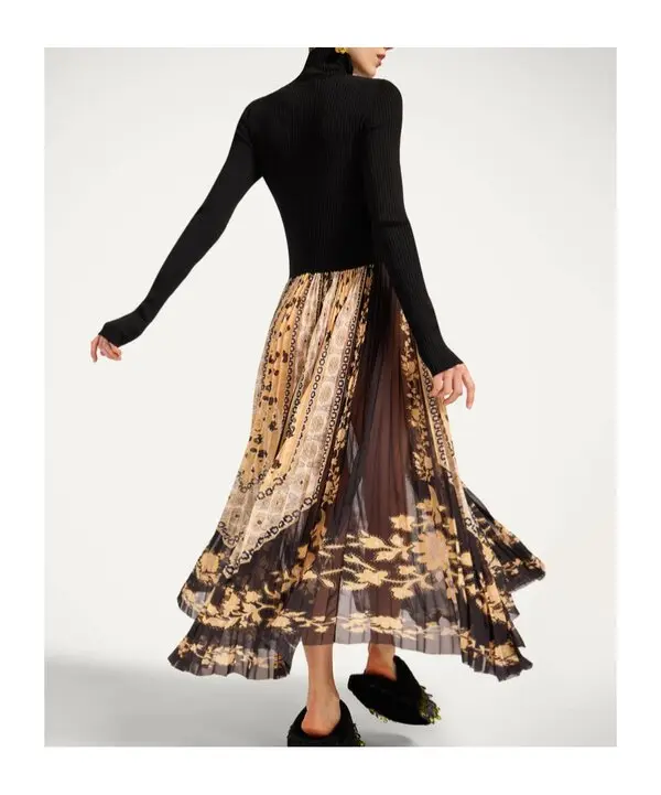 La DoubleJ Moondance Pleated Knit Maxi Dress - Black