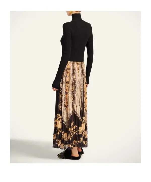 La DoubleJ Moondance Pleated Knit Maxi Dress - Black