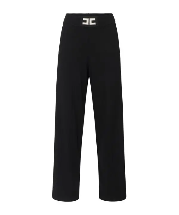 Elisabetta Franchi Logo Trousers - Black/milk