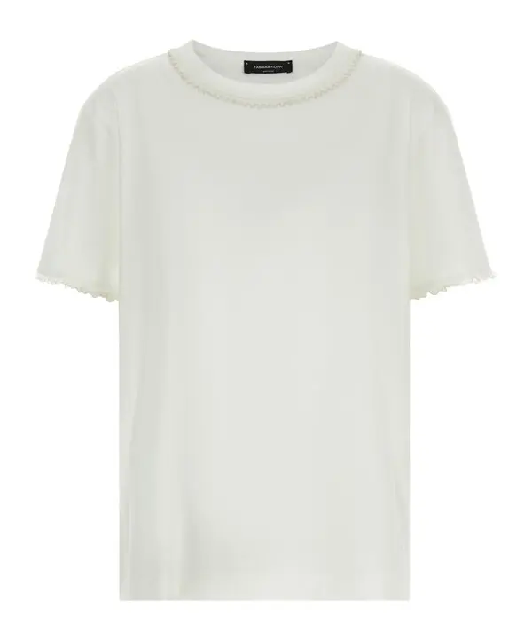 Fabiana Filippi Beaded Trim T-shirt - White