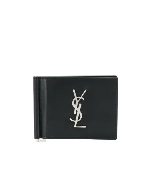 Saint Laurent Monogram Money Clip Wallet - Green