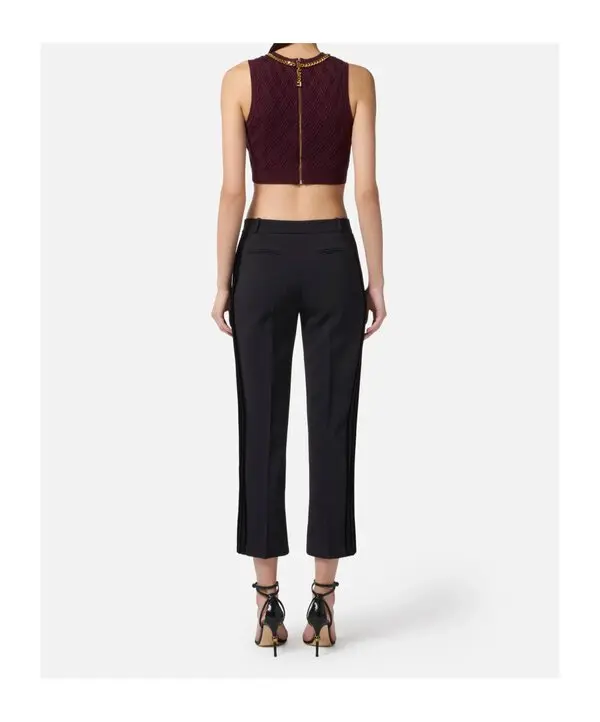 Elisabetta Franchi Lightweight Crêpe Trousers With Tuxedo-inspired Detailing