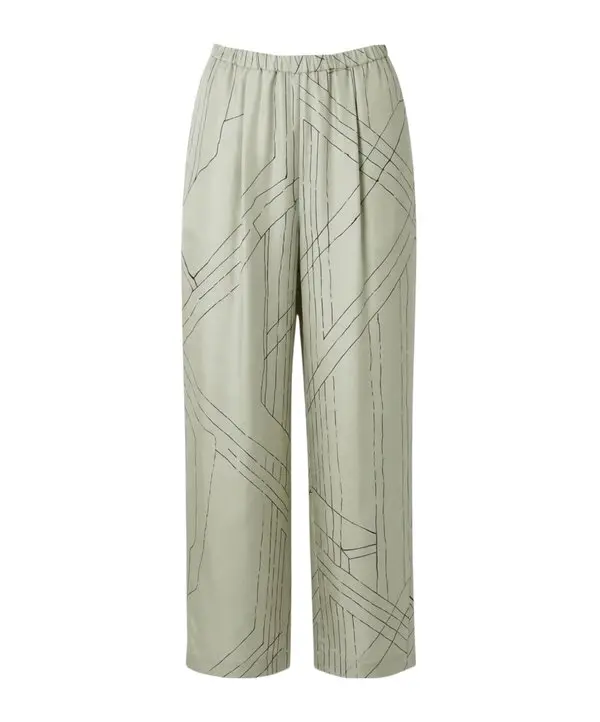 ALYSI Printed Wide-leg Trousers - Gray
