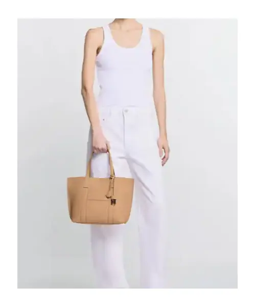 Hogan Logo Embossed Top Handle Bag - Beige