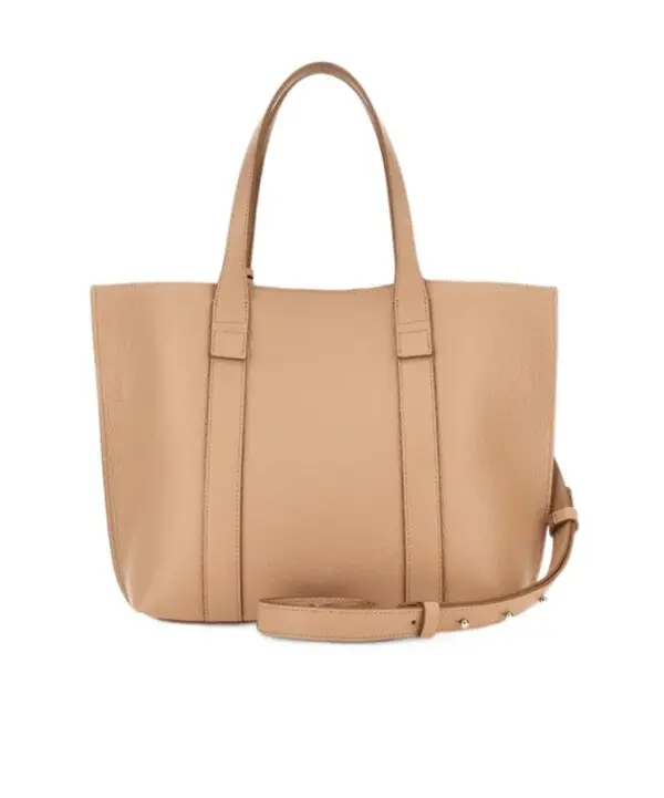 Hogan Logo Embossed Top Handle Bag - Beige