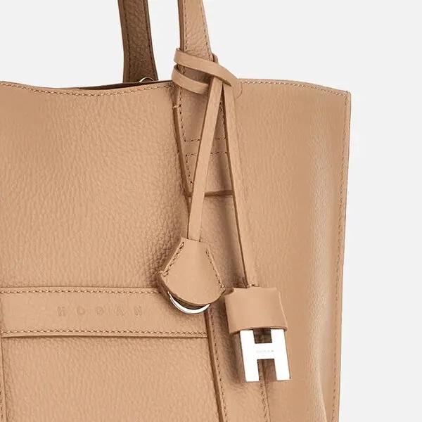 Hogan Logo Embossed Top Handle Bag - Beige