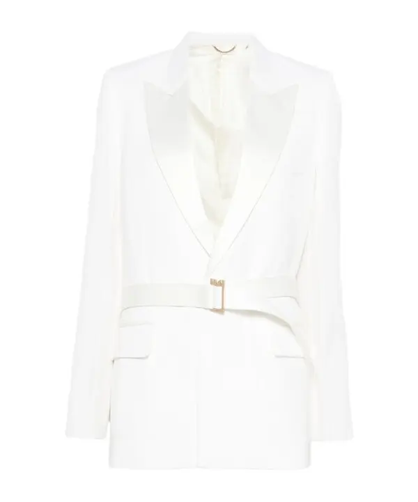 Victoria Beckham Belted Lapel Blazer - Ivory