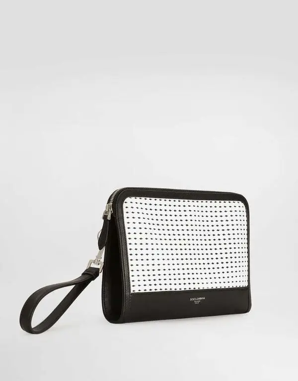 Dolce & Gabbana Woven Panel Wristlet Bag - White