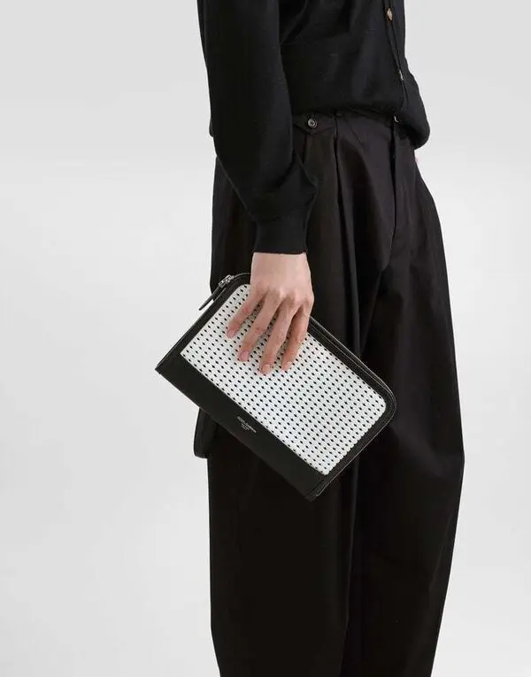 Dolce & Gabbana Woven Panel Wristlet Bag - White