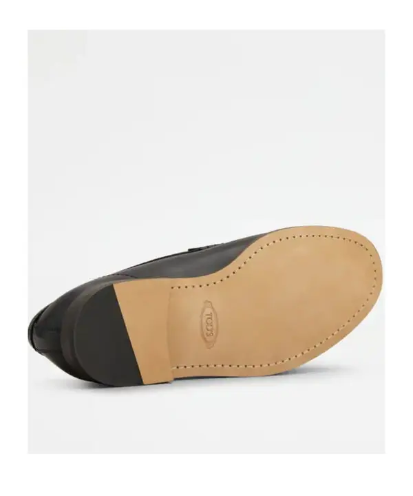TOD'S Calfskin Leather Penny Loafers - Black