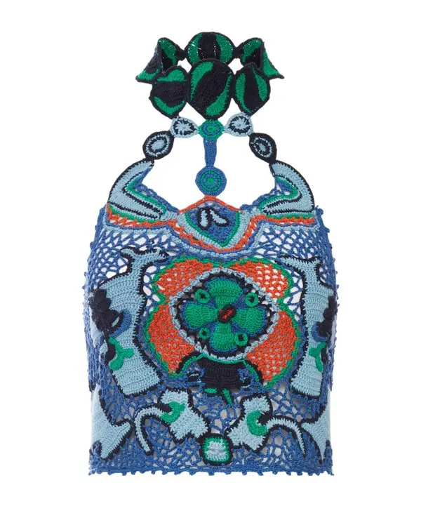 Etro Crochet Halterneck Knitted Top - Blue