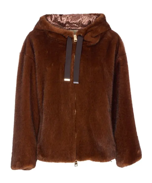 Herno Drawstring Hooded Shearling Coat