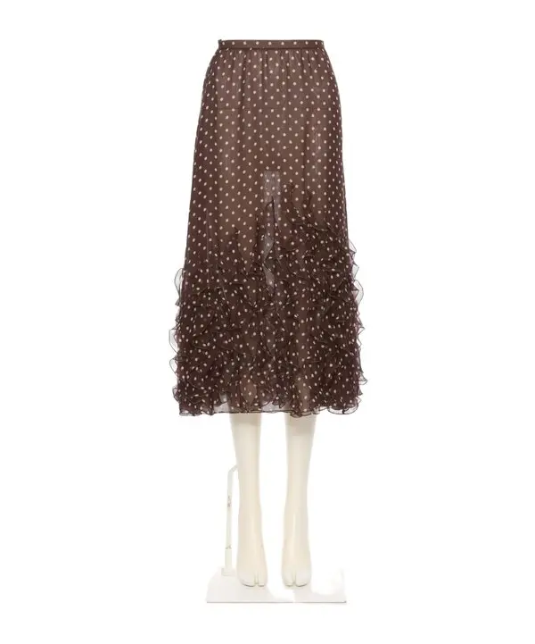 Valentino Garavani Ruffled Polka-dot Skirt - Brown